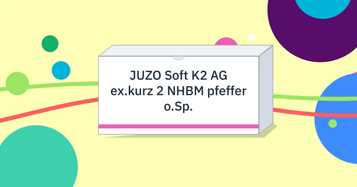 Symbolbild: Packung mit der Aufschrift JUZO Soft K2 AG ex.kurz 2 NHBM pfeffer o.Sp. (PZN 15021752) – Verfügbarkeit und Bezug in Apotheken in Frankfurt am Main