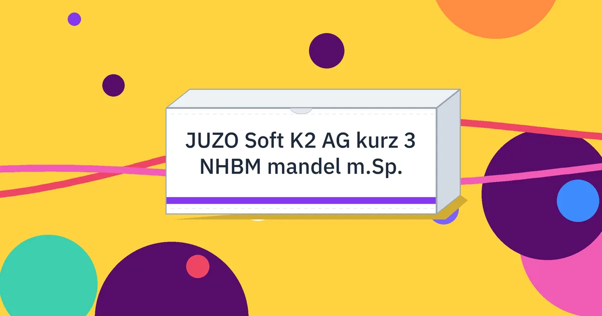 Symbolbild: Packung mit der Aufschrift JUZO Soft K2 AG kurz 3 NHBM mandel m.Sp. (PZN 14998290) – Verfügbarkeit und Bezug in Apotheken in Frankfurt am Main