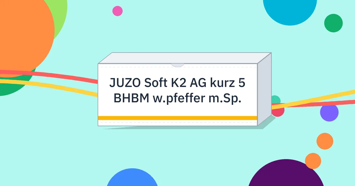 Symbolbild: Packung mit der Aufschrift JUZO Soft K2 AG kurz 5 BHBM w.pfeffer m.Sp. (PZN 14867369) – Verfügbarkeit und Bezug in Apotheken in Frankfurt am Main