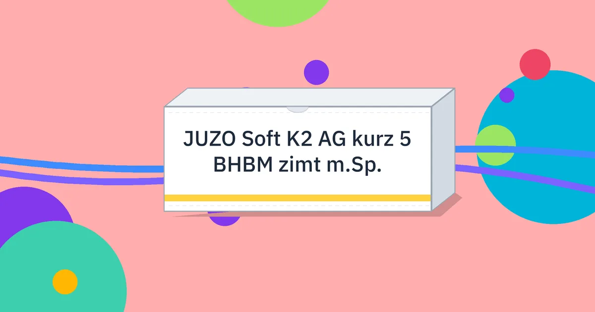 Symbolbild: Packung mit der Aufschrift JUZO Soft K2 AG kurz 5 BHBM zimt m.Sp. (PZN 14859499) – Verfügbarkeit und Bezug in Apotheken in Frankfurt am Main