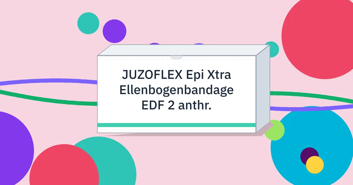 Symbolbild: Packung mit der Aufschrift JUZOFLEX Epi Xtra Ellenbogenbandage EDF 2 anthr. (PZN 16635752) – Verfügbarkeit und Bezug in Apotheken in Frankfurt am Main