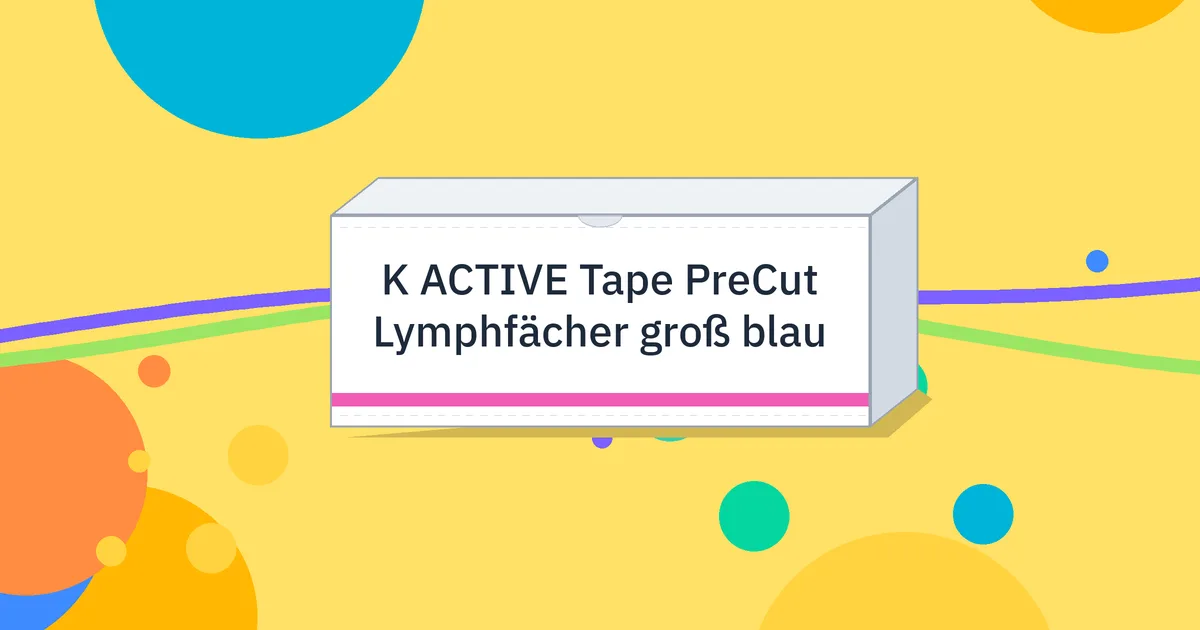 Symbolbild: Packung mit der Aufschrift K ACTIVE Tape PreCut Lymphfächer groß blau (PZN 06936814) – Verfügbarkeit und Bezug in Apotheken in Frankfurt am Main