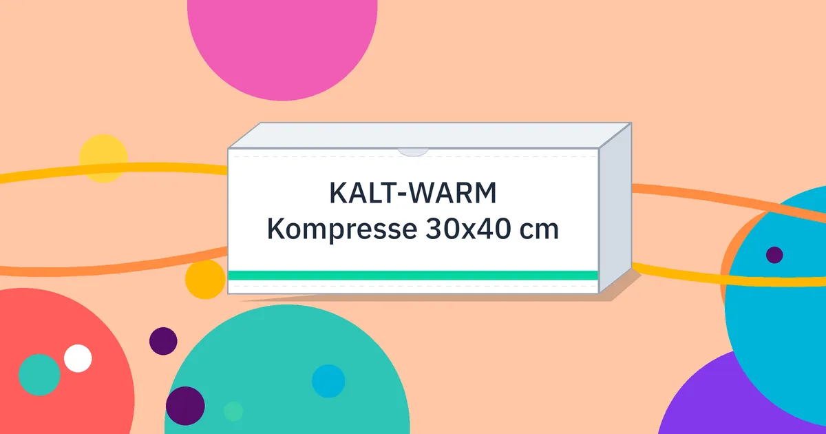 Symbolbild: Packung mit der Aufschrift KALT-WARM Kompresse 30x40 cm (PZN 07485130) – Verfügbarkeit und Bezug in Apotheken in Frankfurt am Main