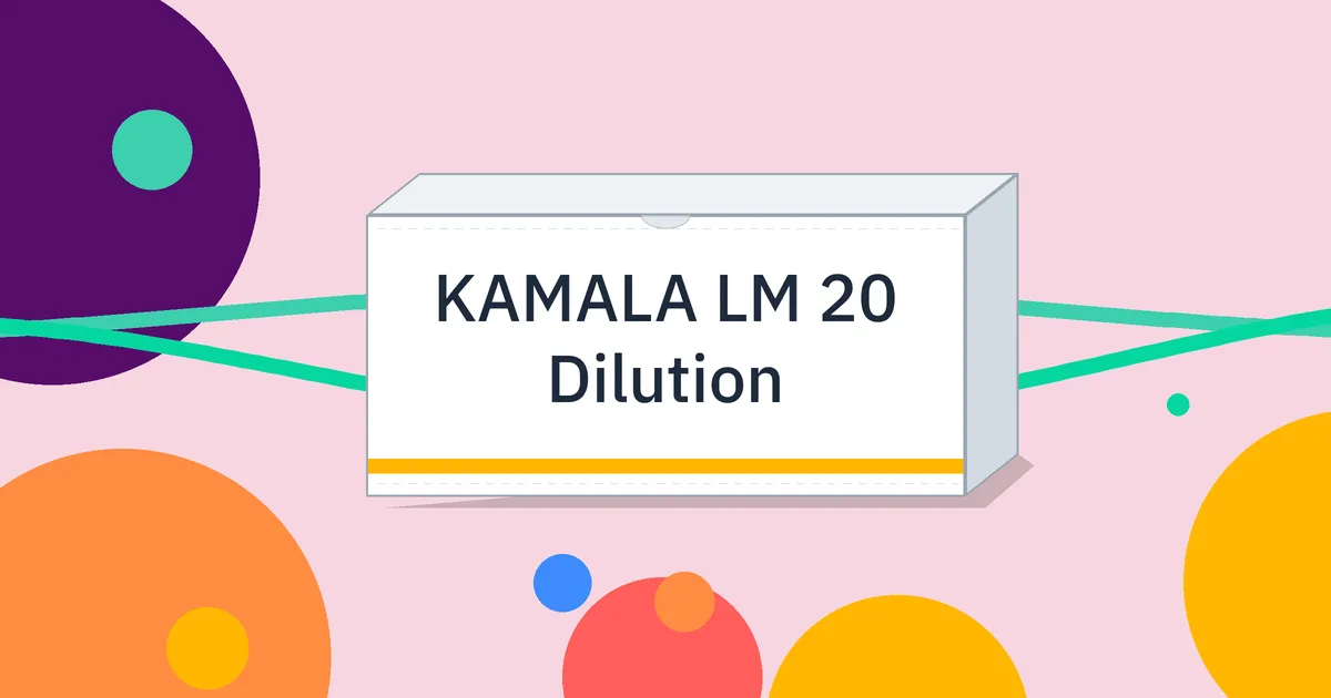 Symbolbild: Packung mit der Aufschrift KAMALA LM 20 Dilution (PZN 13518129) – Verfügbarkeit und Bezug in Apotheken in Frankfurt am Main