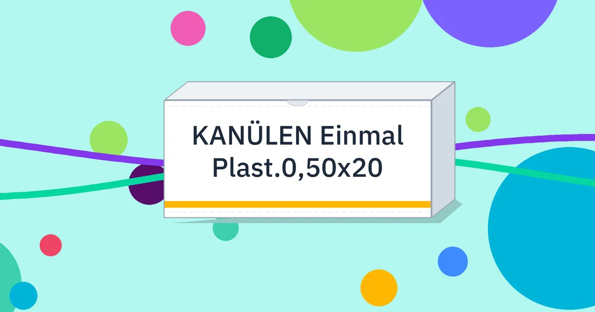 Symbolbild: Packung mit der Aufschrift KANÜLEN Einmal Plast.0,50x20 (PZN 01964645) – Verfügbarkeit und Bezug in Apotheken in Frankfurt am Main
