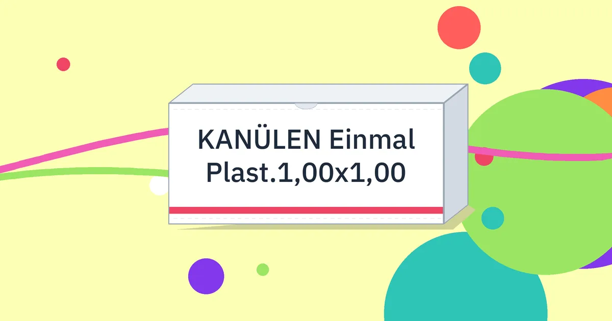 Symbolbild: Packung mit der Aufschrift KANÜLEN Einmal Plast.1,00x1,00 (PZN 01963924) – Verfügbarkeit und Bezug in Apotheken in Frankfurt am Main