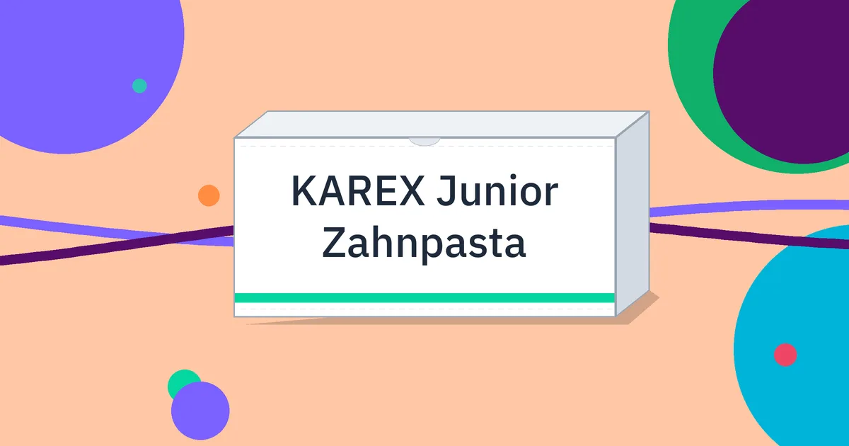 Symbolbild: Packung mit der Aufschrift KAREX Junior Zahnpasta (PZN 17817283) – Verfügbarkeit und Bezug in Apotheken in Frankfurt am Main
