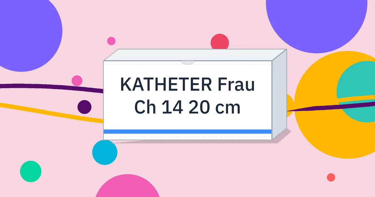Symbolbild: Packung mit der Aufschrift KATHETER Frau Ch 14 20 cm (PZN 07489961) – Verfügbarkeit und Bezug in Apotheken in Frankfurt am Main