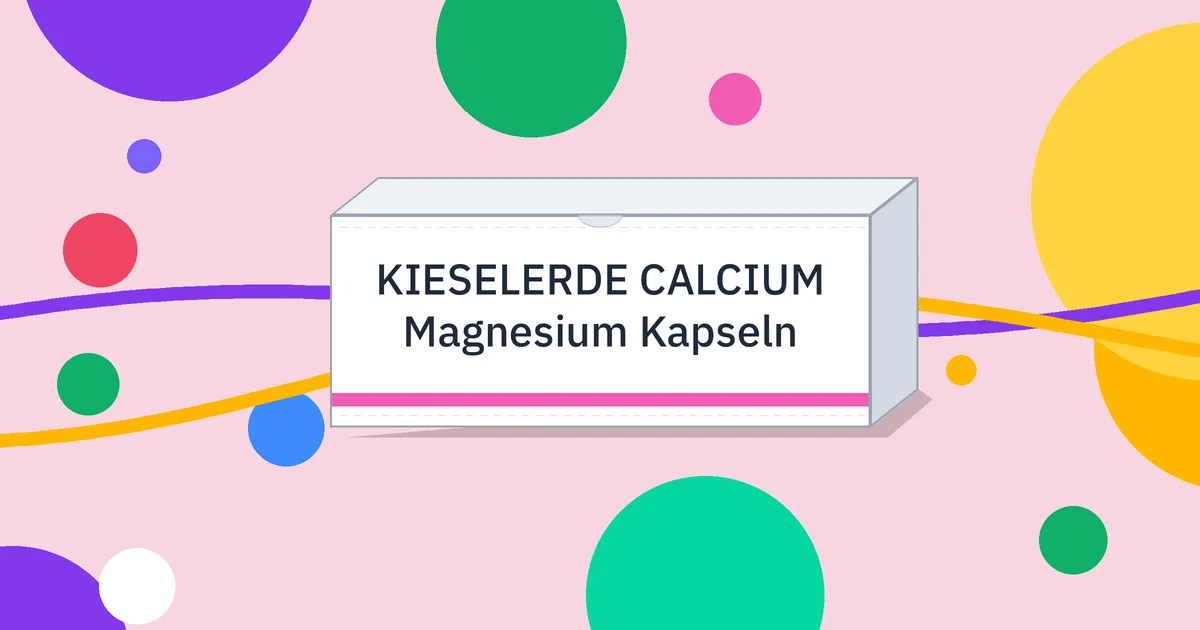 Symbolbild: Packung mit der Aufschrift KIESELERDE CALCIUM Magnesium Kapseln (PZN 05382897) – Verfügbarkeit und Bezug in Apotheken in Frankfurt am Main
