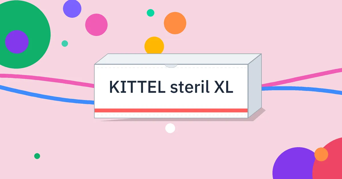 Symbolbild: Packung mit der Aufschrift KITTEL steril XL (PZN 08848534) – Verfügbarkeit und Bezug in Apotheken in Frankfurt am Main