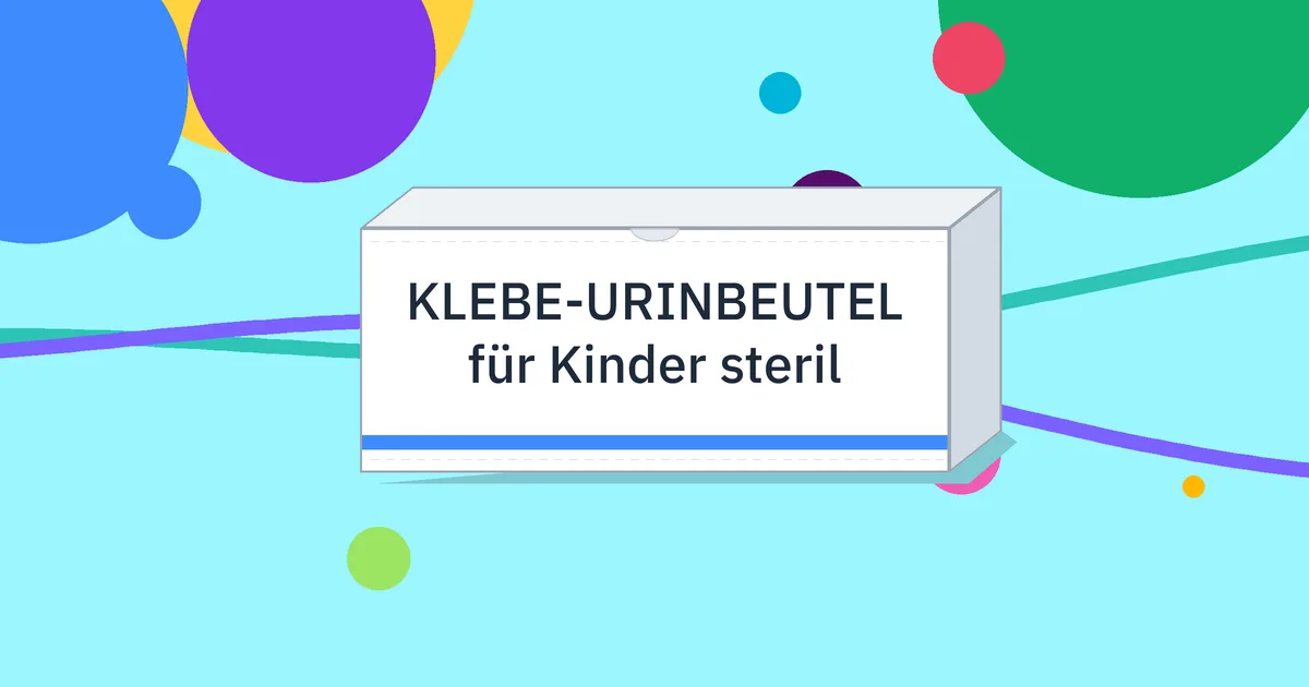 Symbolbild: Packung mit der Aufschrift KLEBE-URINBEUTEL für Kinder steril (PZN 09920759) – Verfügbarkeit und Bezug in Apotheken in Frankfurt am Main