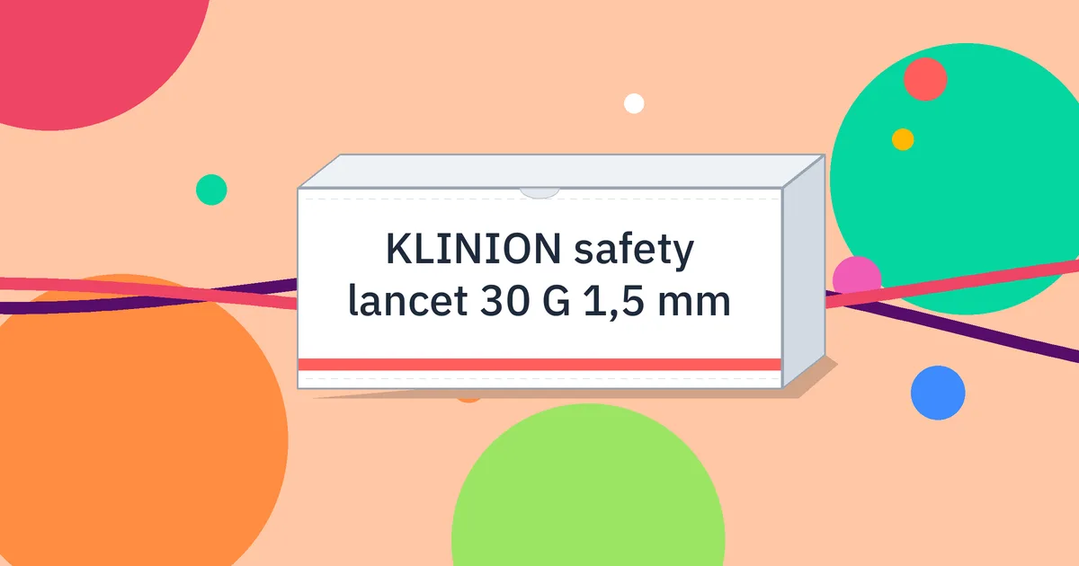 Symbolbild: Packung mit der Aufschrift KLINION safety lancet 30 G 1,5 mm (PZN 20176209) – Verfügbarkeit und Bezug in Apotheken in Frankfurt am Main