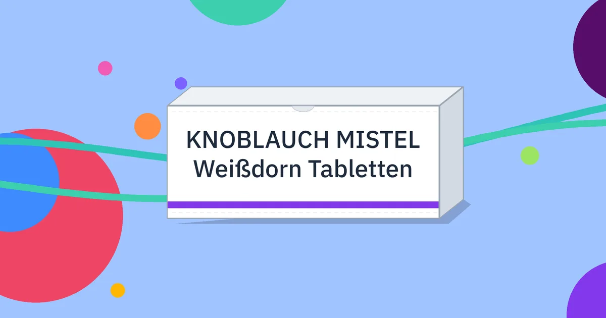 Symbolbild: Packung mit der Aufschrift KNOBLAUCH MISTEL Weißdorn Tabletten (PZN 17589221) – Verfügbarkeit und Bezug in Apotheken in Frankfurt am Main
