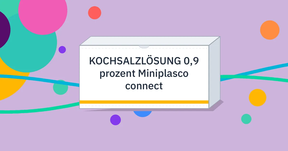Symbolbild: Packung mit der Aufschrift KOCHSALZLÖSUNG 0,9 prozent Miniplasco connect (PZN 03034063) – Verfügbarkeit und Bezug in Apotheken in Frankfurt am Main