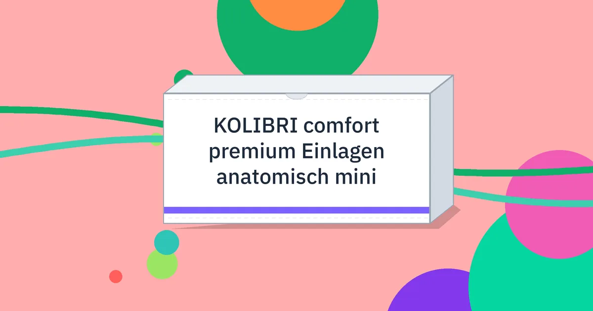Symbolbild: Packung mit der Aufschrift KOLIBRI comfort premium Einlagen anatomisch mini (PZN 15564435) – Verfügbarkeit und Bezug in Apotheken in Frankfurt am Main