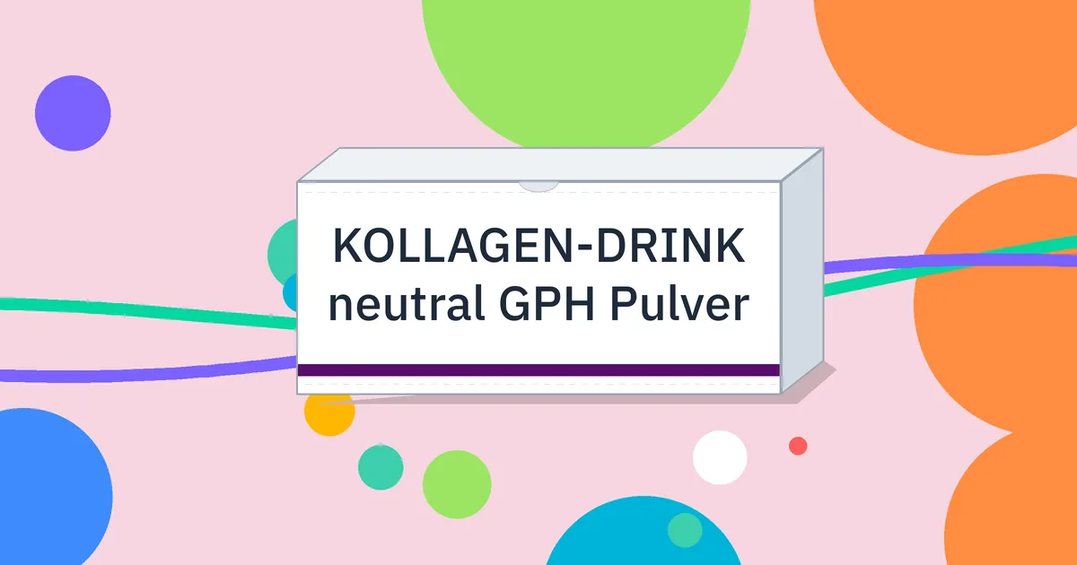 Symbolbild: Packung mit der Aufschrift KOLLAGEN-DRINK neutral GPH Pulver (PZN 20806886) – Verfügbarkeit und Bezug in Apotheken in Frankfurt am Main