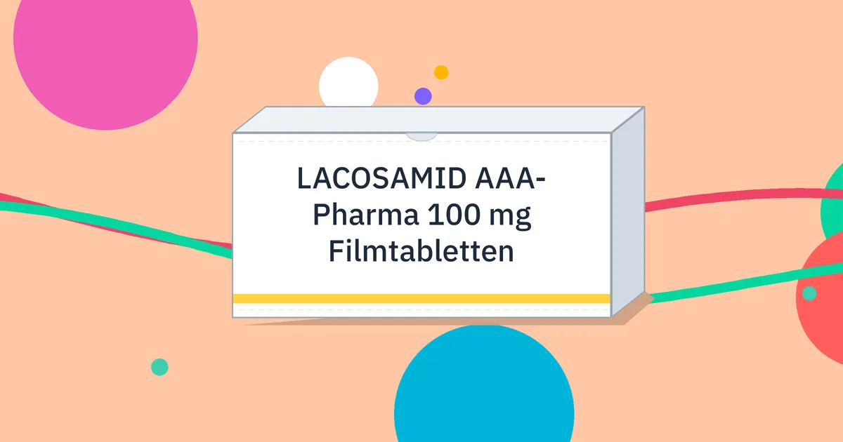 Symbolbild: Packung mit der Aufschrift LACOSAMID AAA-Pharma 100 mg Filmtabletten (PZN 17593866) – Verfügbarkeit und Bezug in Apotheken in Frankfurt am Main