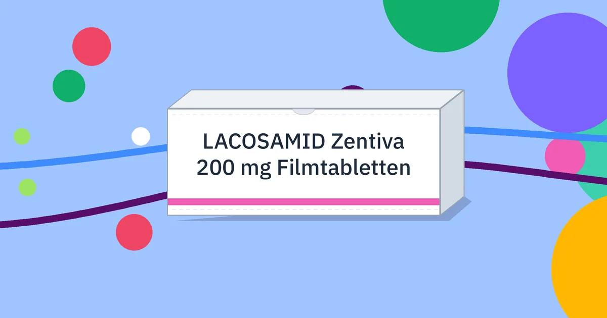 Symbolbild: Packung mit der Aufschrift LACOSAMID Zentiva 200 mg Filmtabletten (PZN 17593487) – Verfügbarkeit und Bezug in Apotheken in Frankfurt am Main