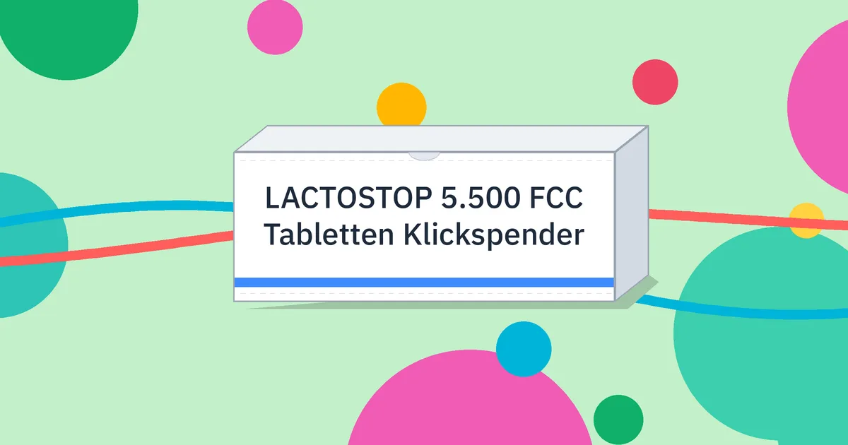 Symbolbild: Packung mit der Aufschrift LACTOSTOP 5.500 FCC Tabletten Klickspender (PZN 11578989) – Verfügbarkeit und Bezug in Apotheken in Frankfurt am Main