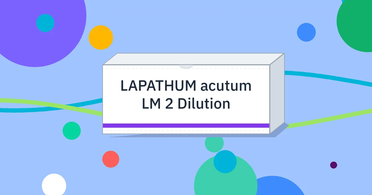 Symbolbild: Packung mit der Aufschrift LAPATHUM acutum LM 2 Dilution (PZN 13522562) – Verfügbarkeit und Bezug in Apotheken in Frankfurt am Main