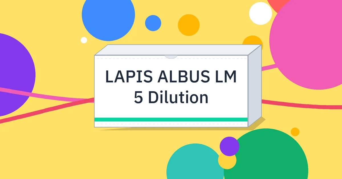 Symbolbild: Packung mit der Aufschrift LAPIS ALBUS LM 5 Dilution (PZN 13523047) – Verfügbarkeit und Bezug in Apotheken in Frankfurt am Main