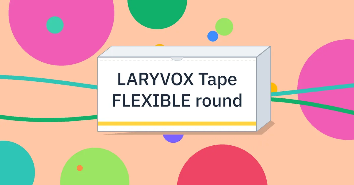 Symbolbild: Packung mit der Aufschrift LARYVOX Tape FLEXIBLE round (PZN 03891637) – Verfügbarkeit und Bezug in Apotheken in Frankfurt am Main