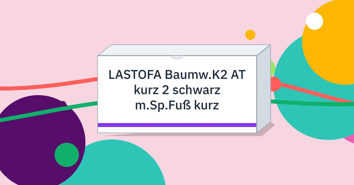 Symbolbild: Packung mit der Aufschrift LASTOFA Baumw.K2 AT kurz 2 schwarz m.Sp.Fuß kurz (PZN 01951855) – Verfügbarkeit und Bezug in Apotheken in Frankfurt am Main