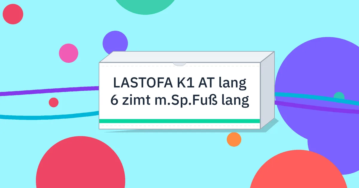 Symbolbild: Packung mit der Aufschrift LASTOFA K1 AT lang 6 zimt m.Sp.Fuß lang (PZN 13796911) – Verfügbarkeit und Bezug in Apotheken in Frankfurt am Main