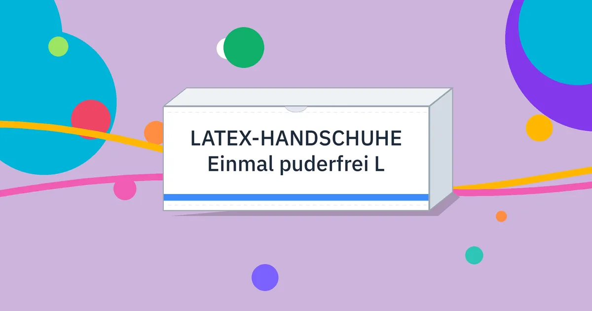 Symbolbild: Packung mit der Aufschrift LATEX-HANDSCHUHE Einmal puderfrei L (PZN 07646136) – Verfügbarkeit und Bezug in Apotheken in Frankfurt am Main