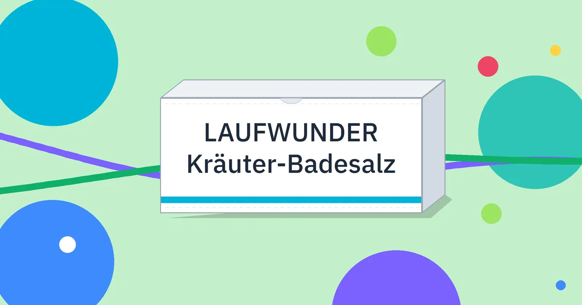 Symbolbild: Packung mit der Aufschrift LAUFWUNDER Kräuter-Badesalz (PZN 06993918) – Verfügbarkeit und Bezug in Apotheken in Frankfurt am Main