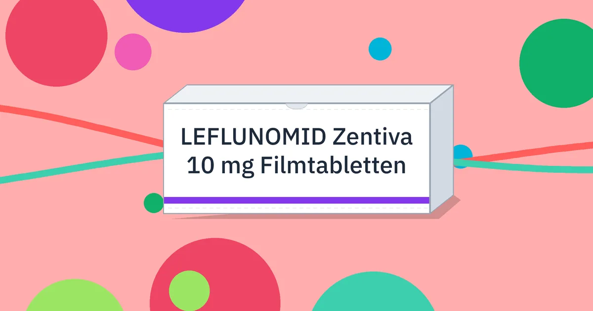 Symbolbild: Packung mit der Aufschrift LEFLUNOMID Zentiva 10 mg Filmtabletten (PZN 06913003) – Verfügbarkeit und Bezug in Apotheken in Frankfurt am Main