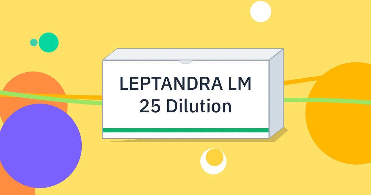 Symbolbild: Packung mit der Aufschrift LEPTANDRA LM 25 Dilution (PZN 13526991) – Verfügbarkeit und Bezug in Apotheken in Frankfurt am Main