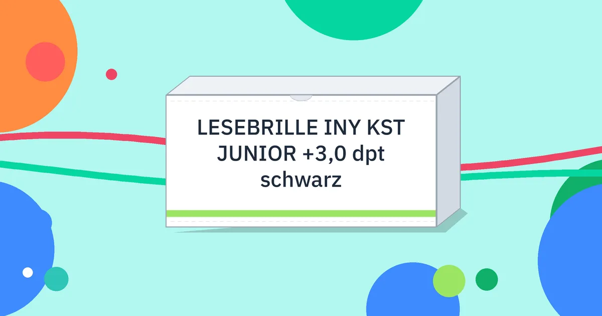 Symbolbild: Packung mit der Aufschrift LESEBRILLE INY KST JUNIOR +3,0 dpt schwarz (PZN 19928495) – Verfügbarkeit und Bezug in Apotheken in Frankfurt am Main