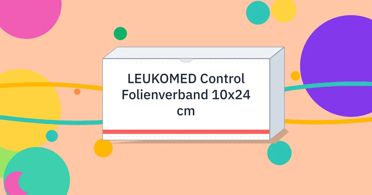Symbolbild: Packung mit der Aufschrift LEUKOMED Control Folienverband 10x24 cm (PZN 11034309) – Verfügbarkeit und Bezug in Apotheken in Frankfurt am Main