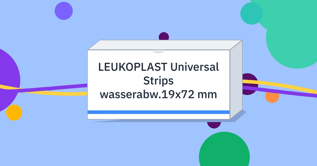 Symbolbild: Packung mit der Aufschrift LEUKOPLAST Universal Strips wasserabw.19x72 mm (PZN 14062068) – Verfügbarkeit und Bezug in Apotheken in Frankfurt am Main