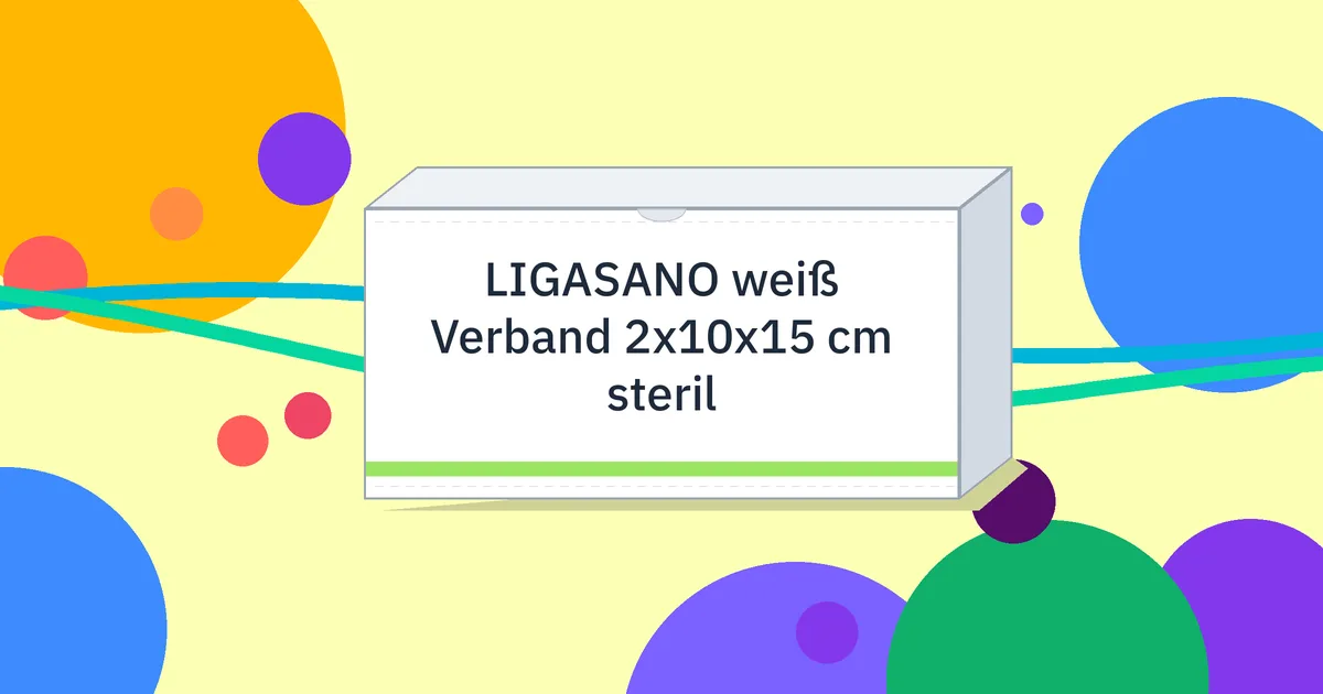 Symbolbild: Packung mit der Aufschrift LIGASANO weiß Verband 2x10x15 cm steril (PZN 17251456) – Verfügbarkeit und Bezug in Apotheken in Frankfurt am Main