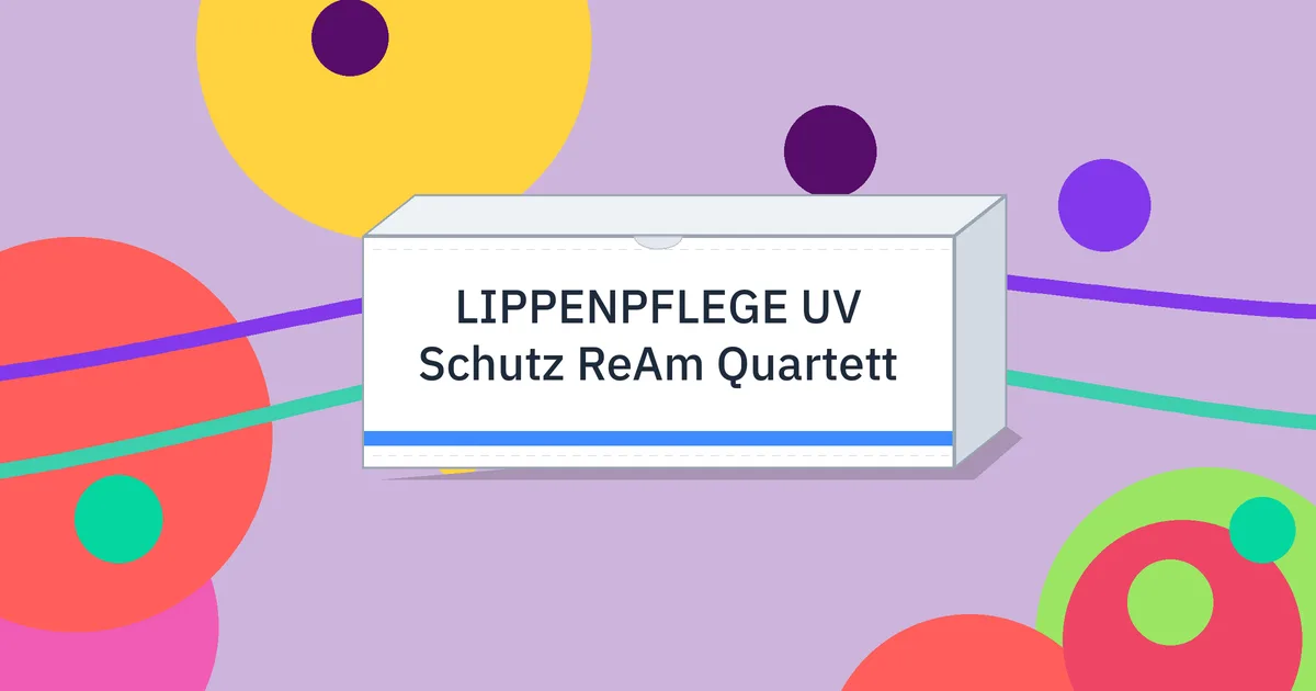 Symbolbild: Packung mit der Aufschrift LIPPENPFLEGE UV Schutz ReAm Quartett (PZN 13887140) – Verfügbarkeit und Bezug in Apotheken in Frankfurt am Main