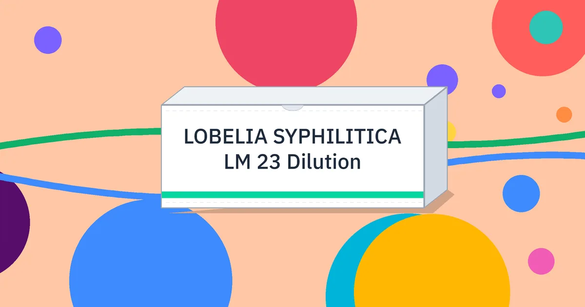 Symbolbild: Packung mit der Aufschrift LOBELIA SYPHILITICA LM 23 Dilution (PZN 13534909) – Verfügbarkeit und Bezug in Apotheken in Frankfurt am Main