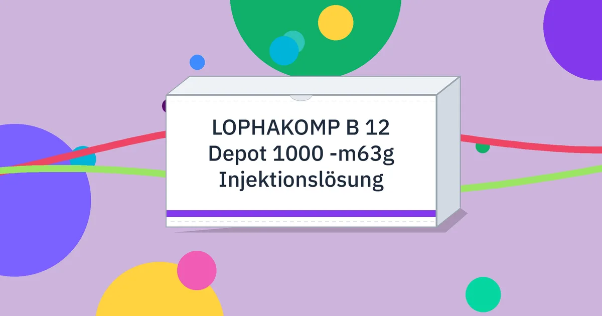 Symbolbild: Packung mit der Aufschrift LOPHAKOMP B 12 Depot 1000 -m63g Injektionslösung (PZN 09652075) – Verfügbarkeit und Bezug in Apotheken in Frankfurt am Main
