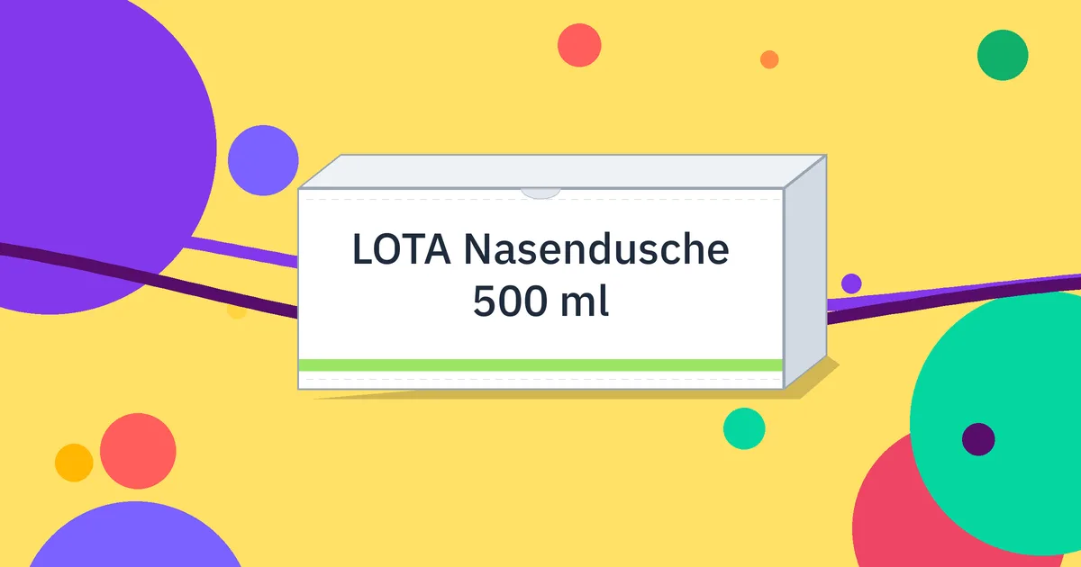 Symbolbild: Packung mit der Aufschrift LOTA Nasendusche 500 ml (PZN 02805475) – Verfügbarkeit und Bezug in Apotheken in Frankfurt am Main