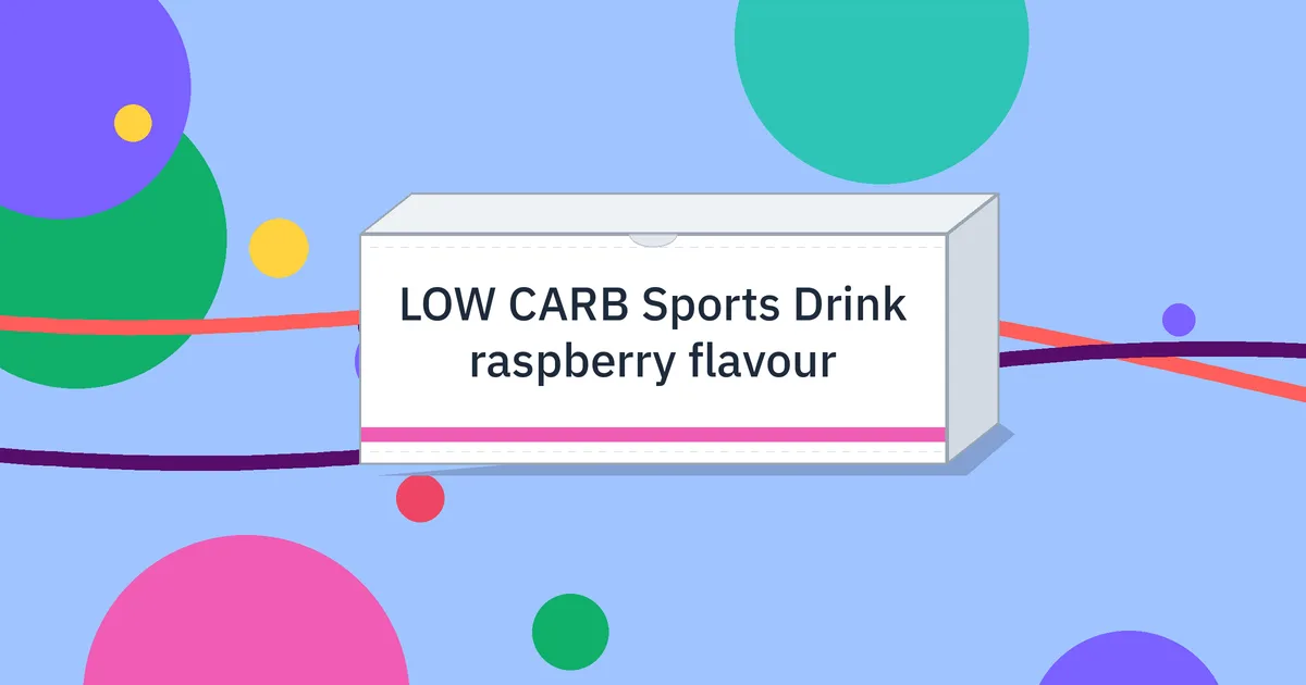Symbolbild: Packung mit der Aufschrift LOW CARB Sports Drink raspberry flavour (PZN 07678320) – Verfügbarkeit und Bezug in Apotheken in Frankfurt am Main