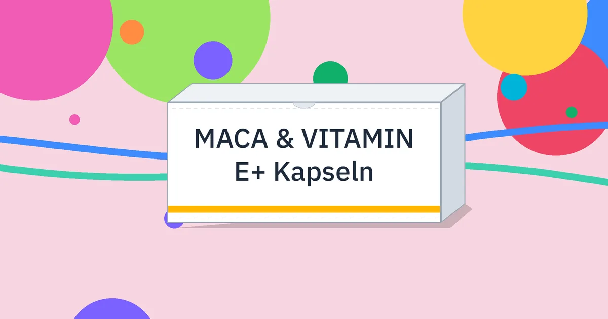 Symbolbild: Packung mit der Aufschrift MACA & VITAMIN E+ Kapseln (PZN 18213601) – Verfügbarkeit und Bezug in Apotheken in Frankfurt am Main