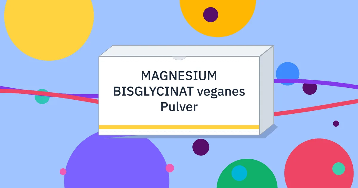 Symbolbild: Packung mit der Aufschrift MAGNESIUM BISGLYCINAT veganes Pulver (PZN 20909617) – Verfügbarkeit und Bezug in Apotheken in Frankfurt am Main