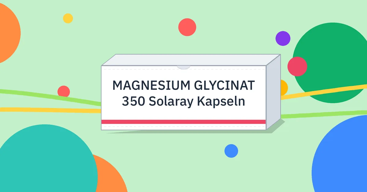 Symbolbild: Packung mit der Aufschrift MAGNESIUM GLYCINAT 350 Solaray Kapseln (PZN 18652105) – Verfügbarkeit und Bezug in Apotheken in Frankfurt am Main