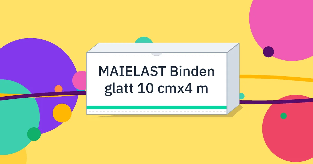 Symbolbild: Packung mit der Aufschrift MAIELAST Binden glatt 10 cmx4 m (PZN 08889148) – Verfügbarkeit und Bezug in Apotheken in Frankfurt am Main