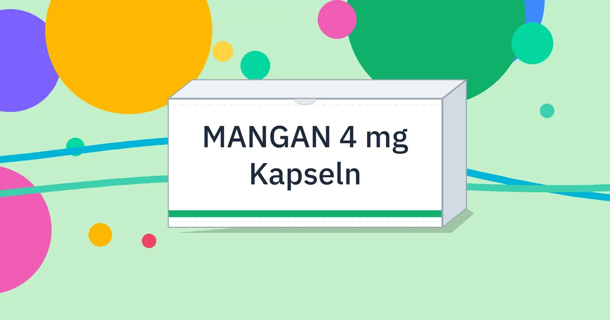 Symbolbild: Packung mit der Aufschrift MANGAN 4 mg Kapseln (PZN 17304514) – Verfügbarkeit und Bezug in Apotheken in Frankfurt am Main