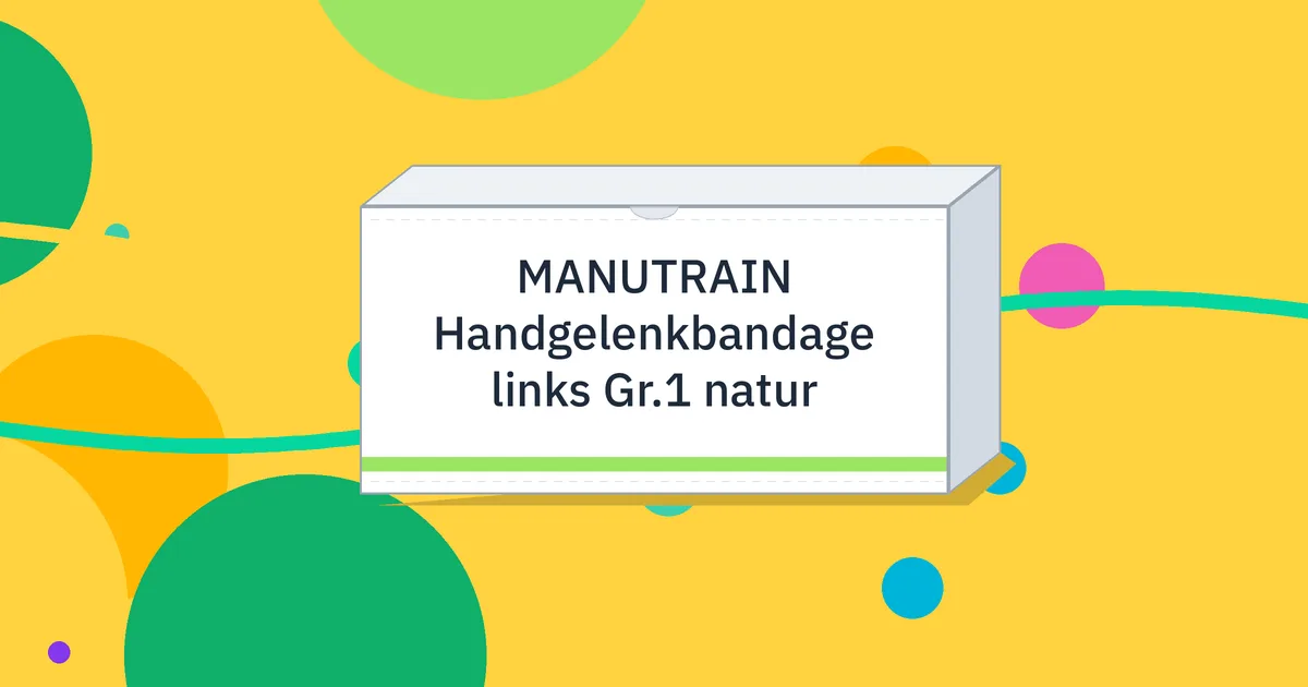 Symbolbild: Packung mit der Aufschrift MANUTRAIN Handgelenkbandage links Gr.1 natur (PZN 01285677) – Verfügbarkeit und Bezug in Apotheken in Frankfurt am Main