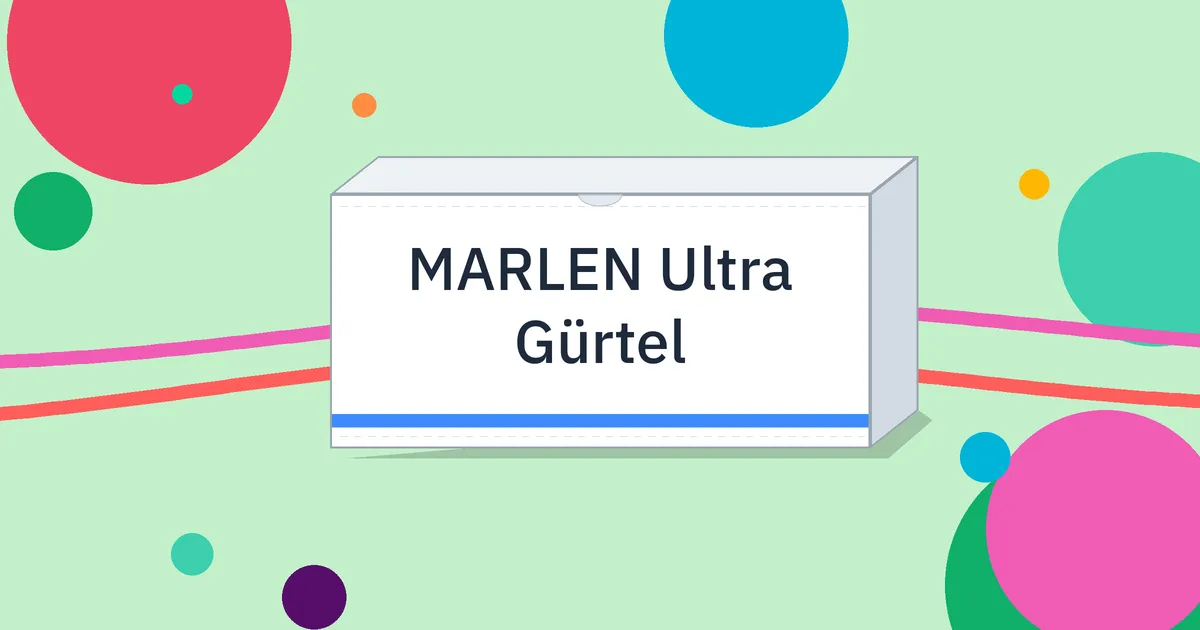 Symbolbild: Packung mit der Aufschrift MARLEN Ultra Gürtel (PZN 07628397) – Verfügbarkeit und Bezug in Apotheken in Frankfurt am Main