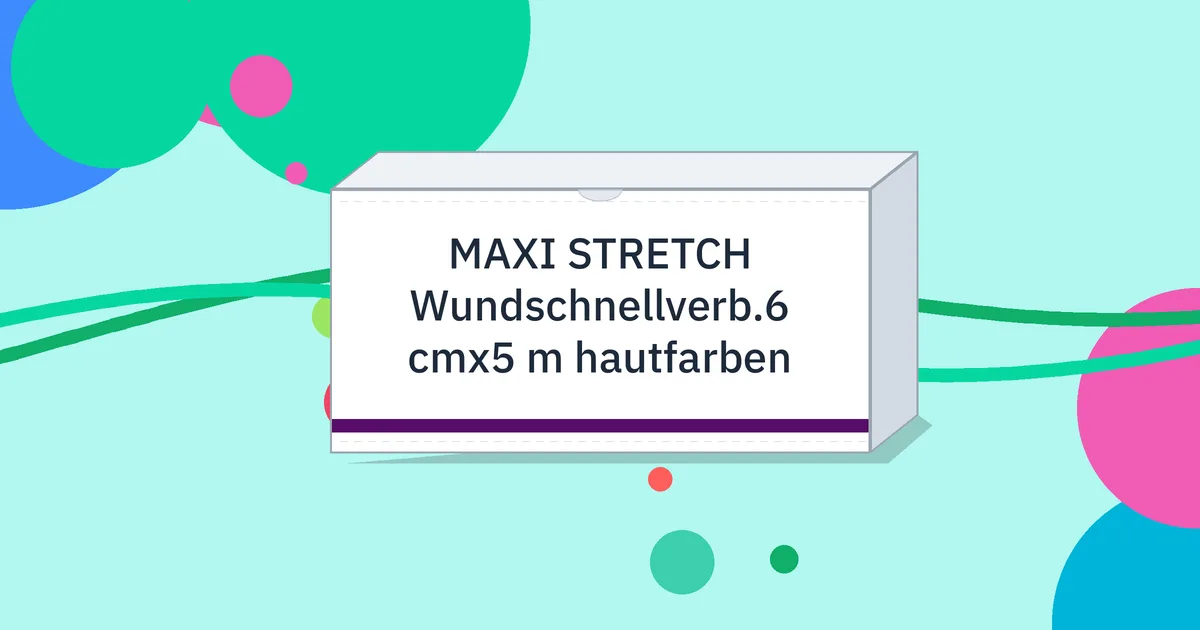 Symbolbild: Packung mit der Aufschrift MAXI STRETCH Wundschnellverb.6 cmx5 m hautfarben (PZN 20128587) – Verfügbarkeit und Bezug in Apotheken in Frankfurt am Main
