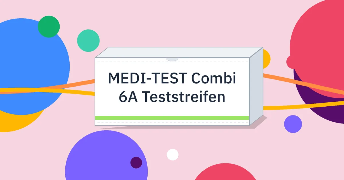 Symbolbild: Packung mit der Aufschrift MEDI-TEST Combi 6A Teststreifen (PZN 00516531) – Verfügbarkeit und Bezug in Apotheken in Frankfurt am Main